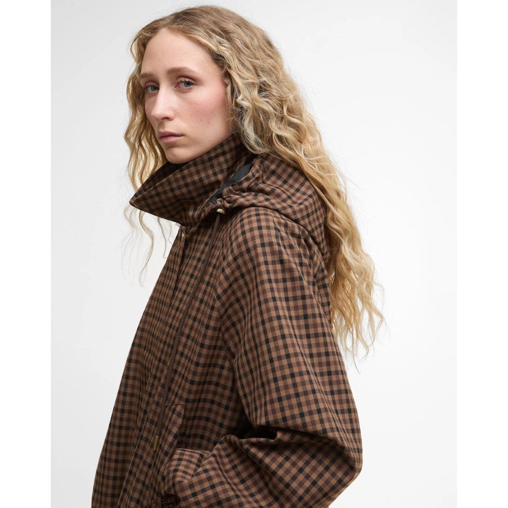 Barbour Audrey Showerproof Jacket In Vicuna Gingham Check
