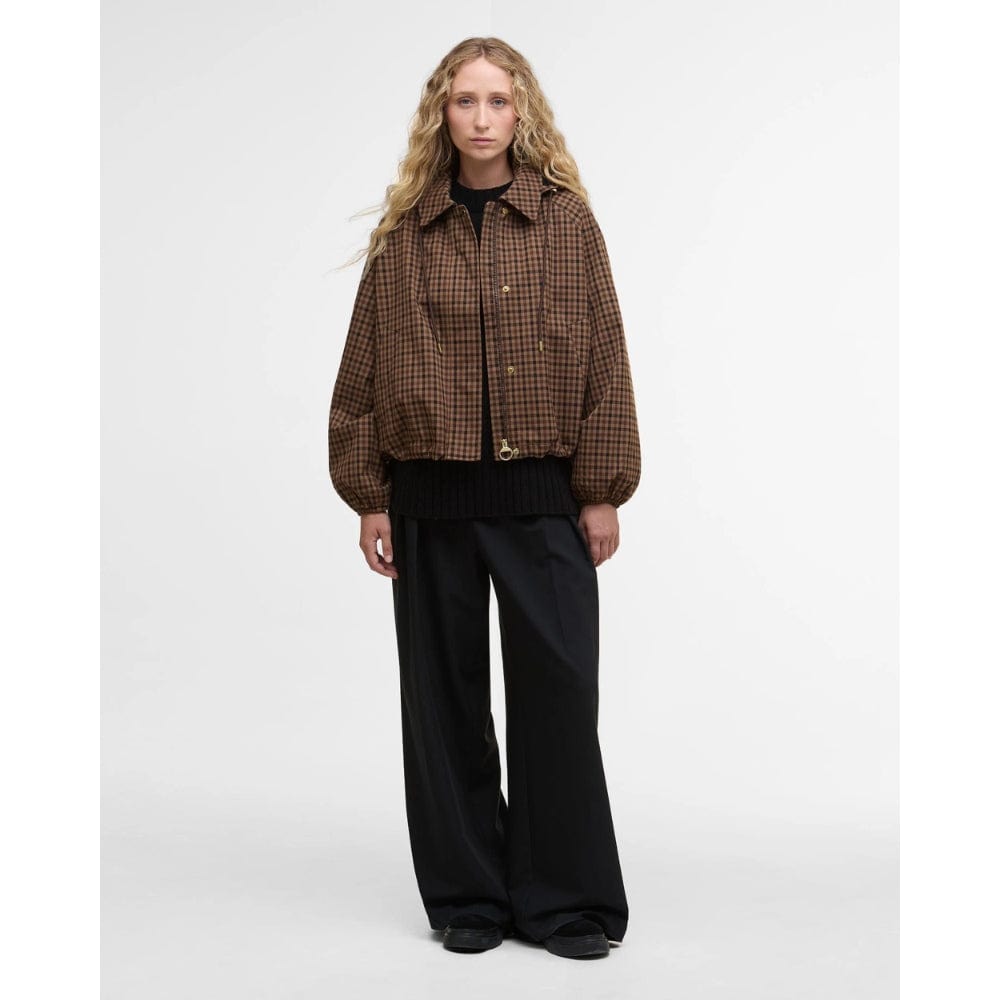 Barbour Audrey Showerproof Jacket In Vicuna Gingham Check
