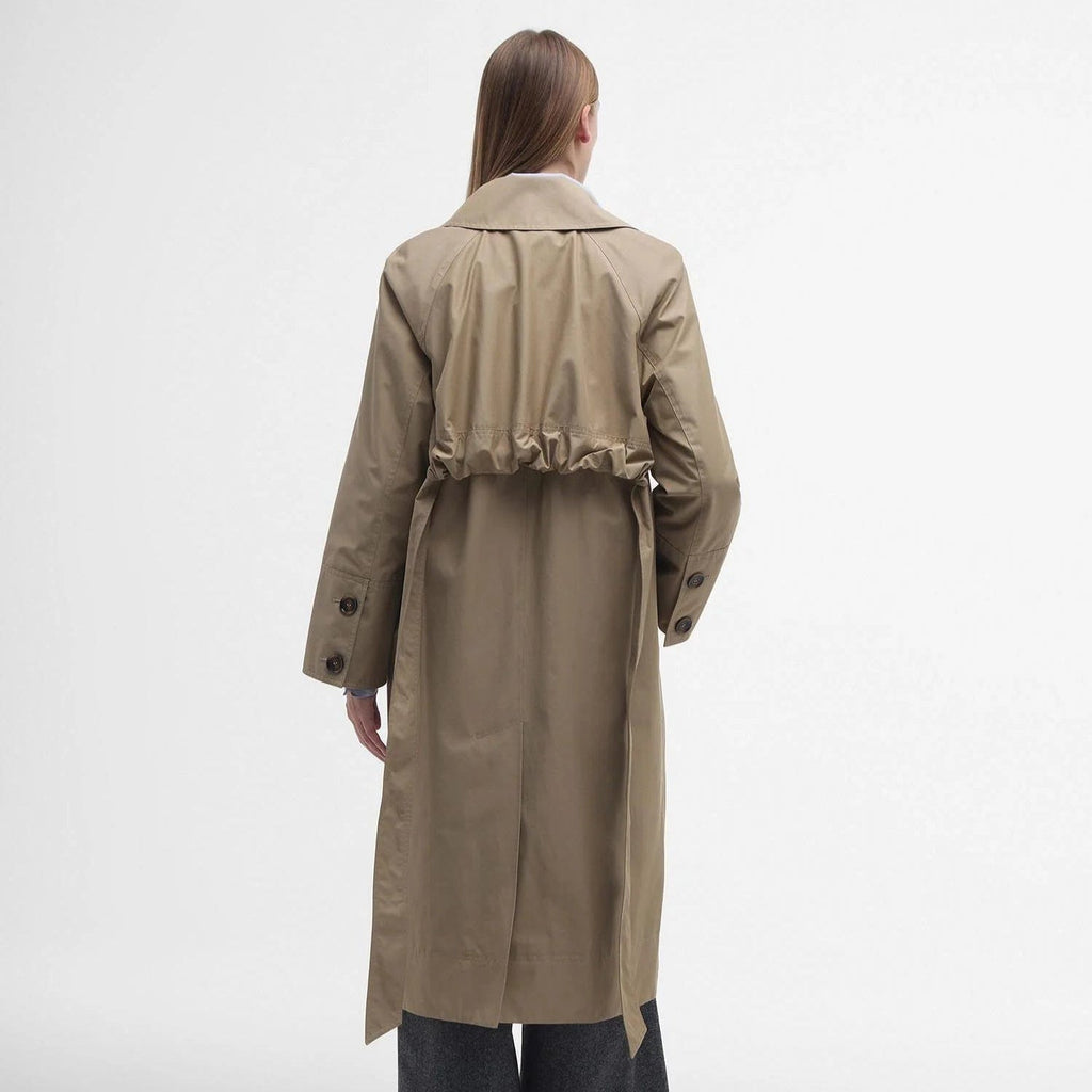 Barbour Beatrix Showerproof Trench Coat In Trench/Sky Tartan