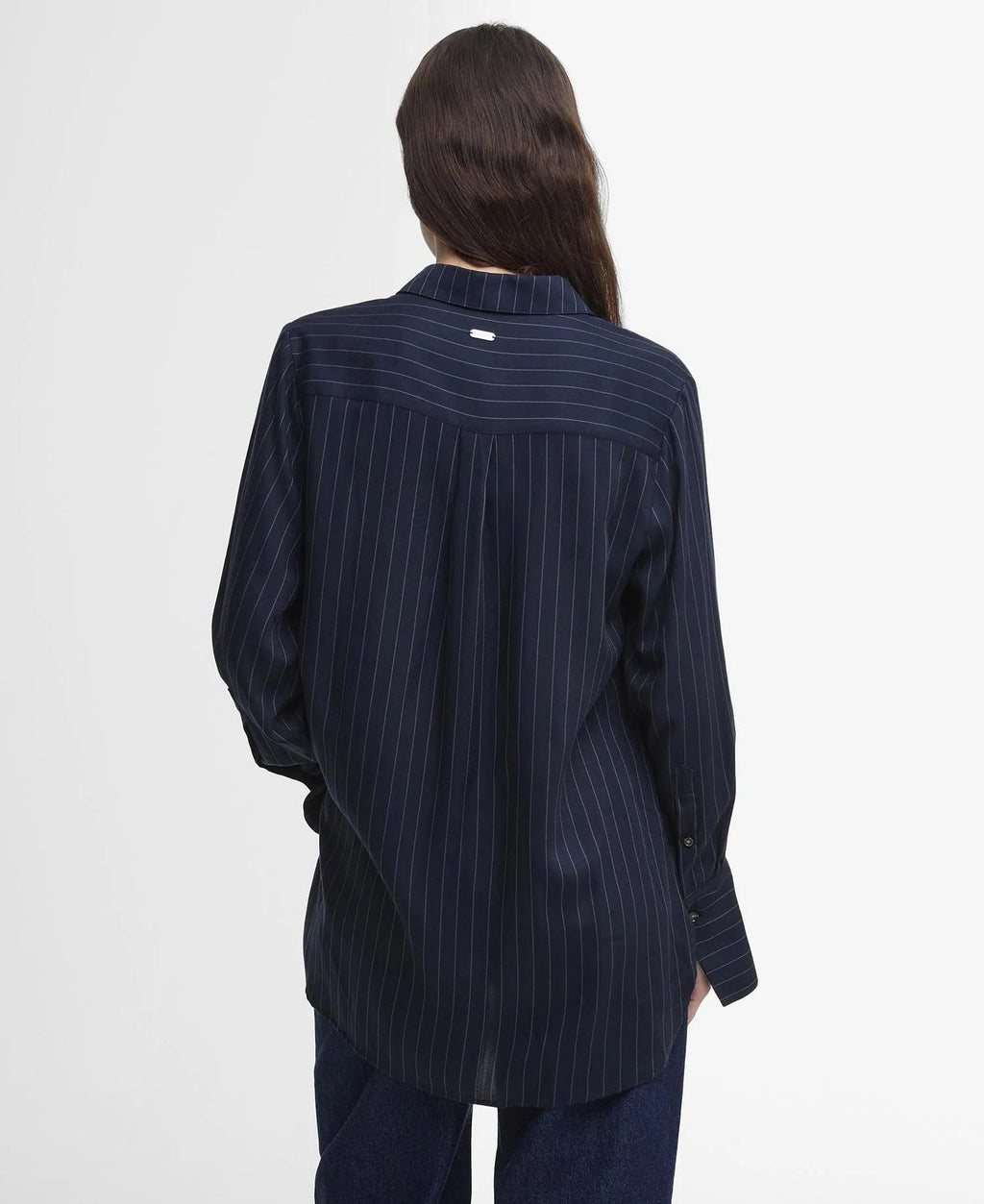 Barbour Carrie Relaxed Pinstripe Shirt in Navy