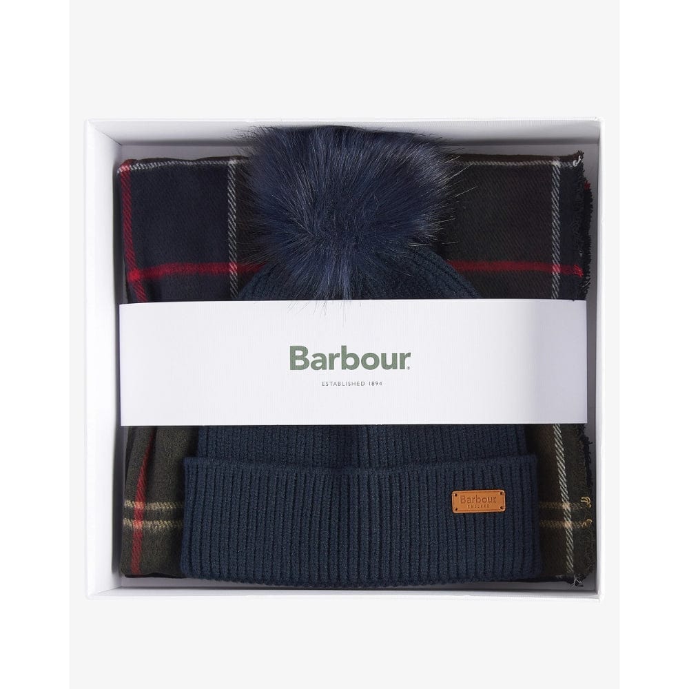 Barbour Dover Beanie & Hailes Scarf Gift Set In Classic