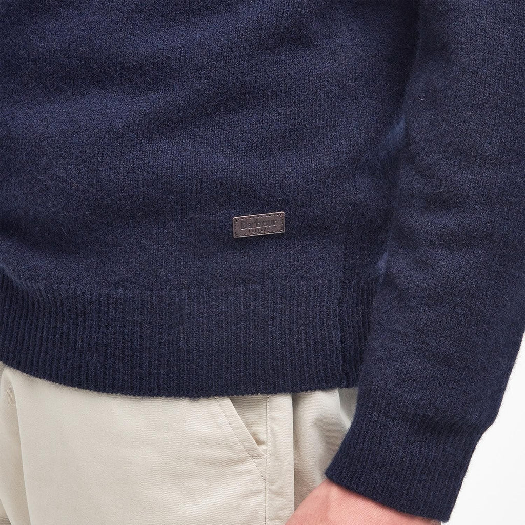 Barbour Essential Elbow Patch Half-Zip Jumper In Navy