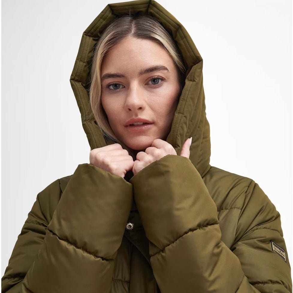 Barbour International Barron Longline Puffer Jacket In Empire Green