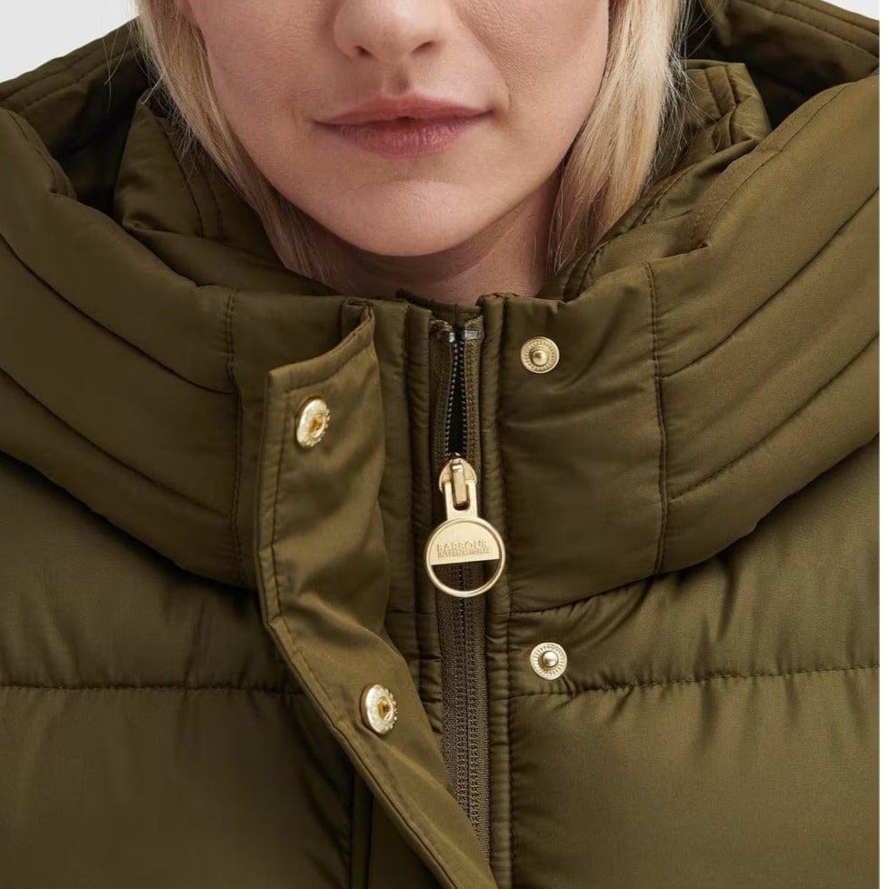 Barbour International Barron Longline Puffer Jacket In Empire Green