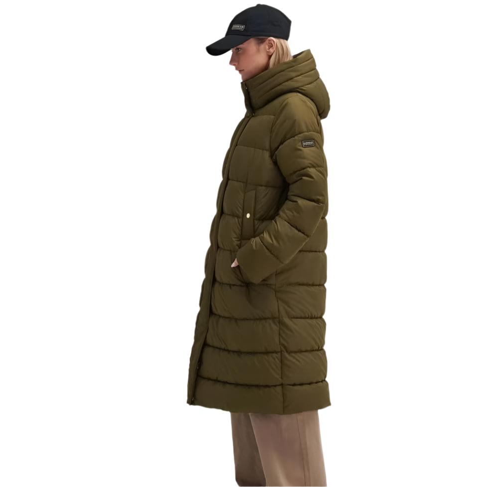 Barbour International Barron Longline Puffer Jacket In Empire Green