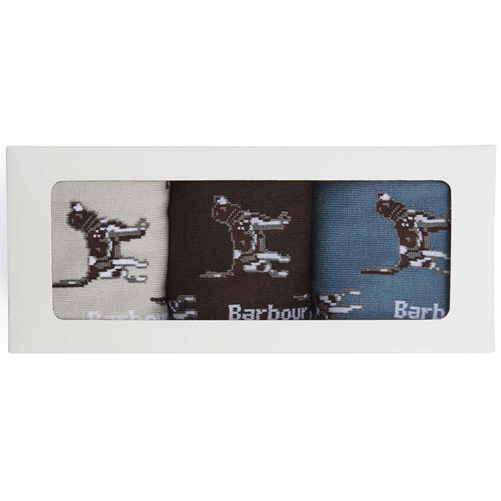 Barbour Pointer Dog Socks Gift Box In Blue Stone