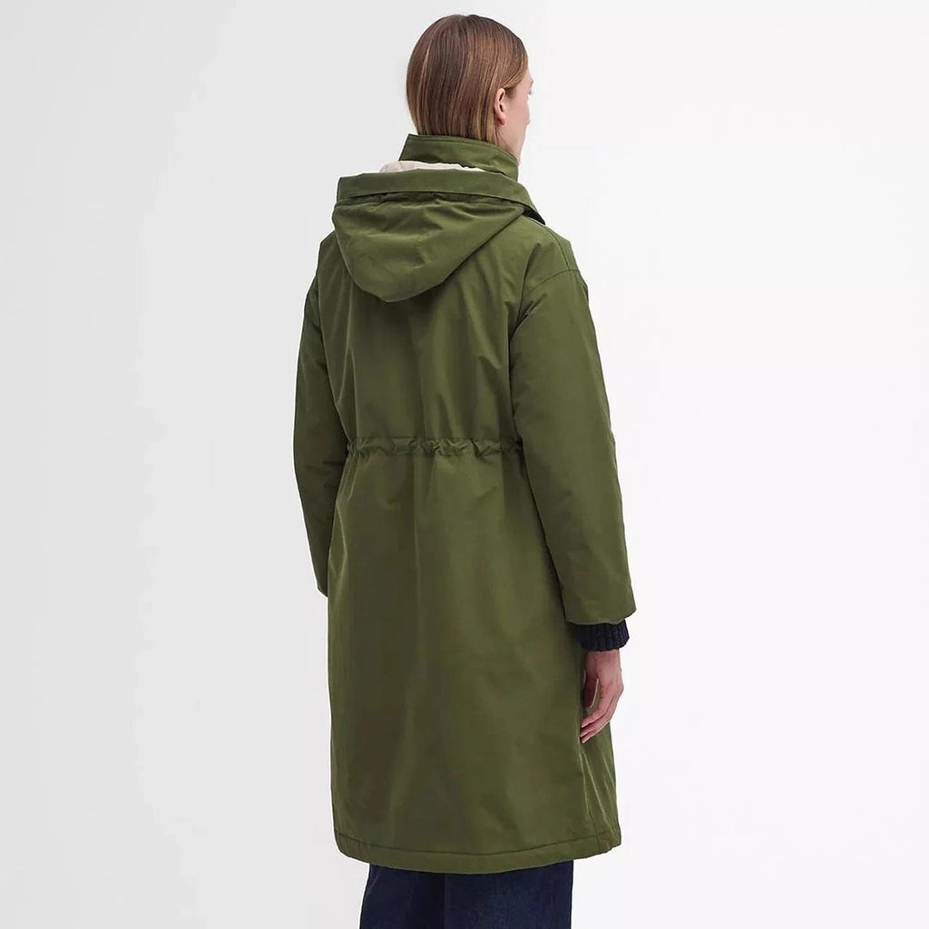 Barbour Women's Iris Waterproof Jacket In Moss/Sand/Pastel Pink