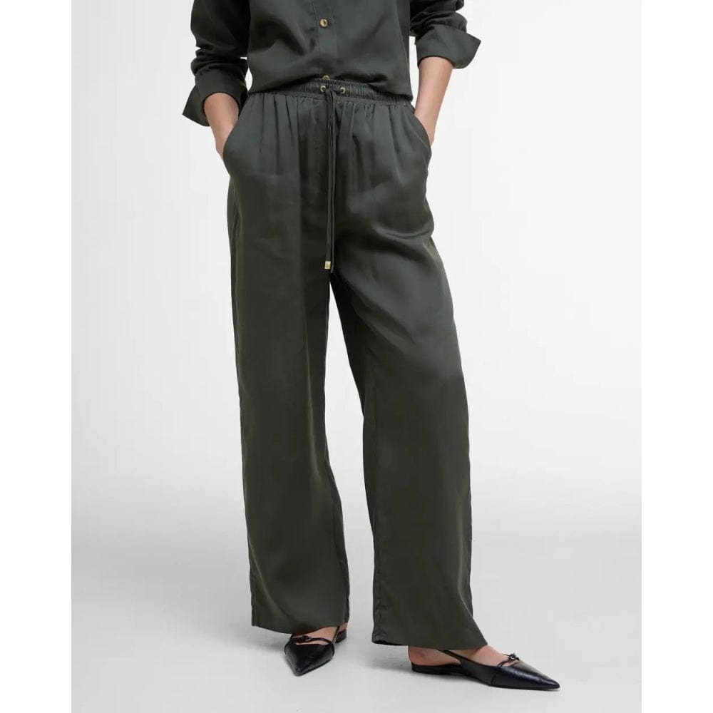 Barbour International Clara Relaxed Wide-Leg Trousers In Envy