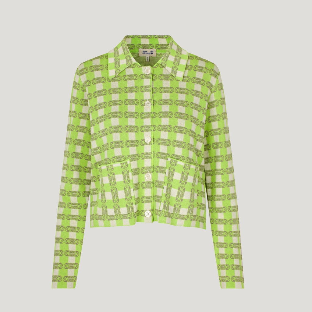Baum Und Pferdgarten Capera Cardigan in Lime Green Check