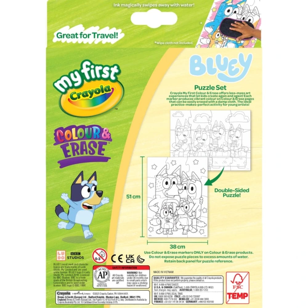 Bluey My First Crayola Colour & Erase Puzzle Set