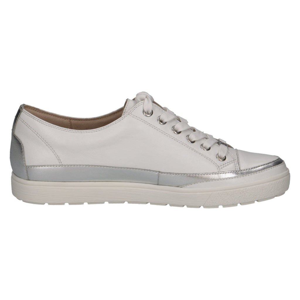 Caprice Women's Leather Trainer in White/Silver Nappa