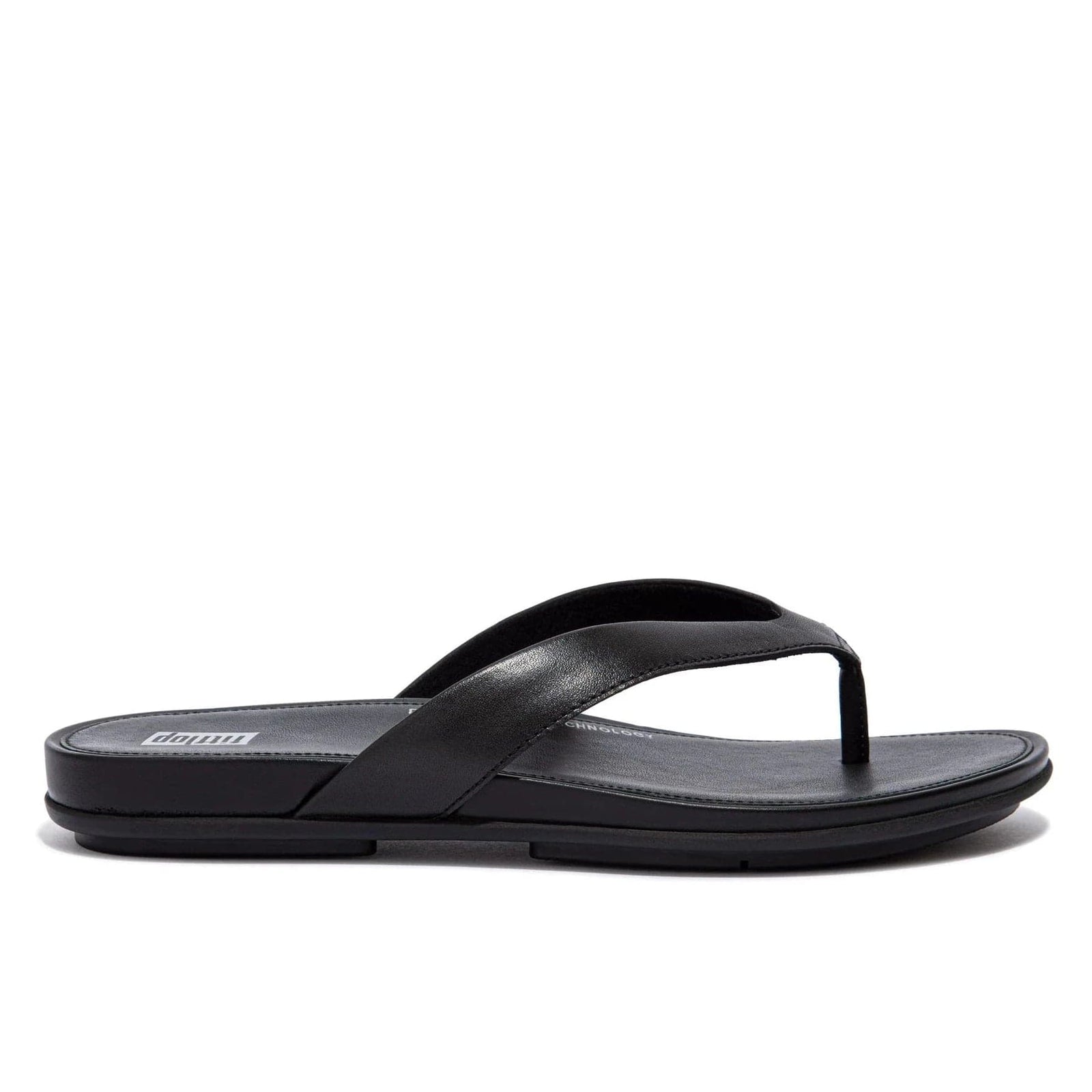 Black leather flip flops store