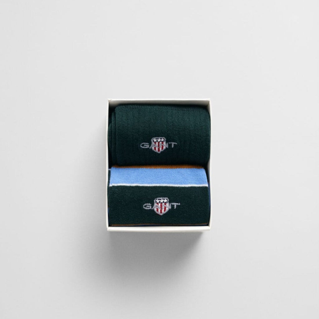 GANT 2-Pack Shield Rugger Stripe Socks Gift Box in Clear Sky