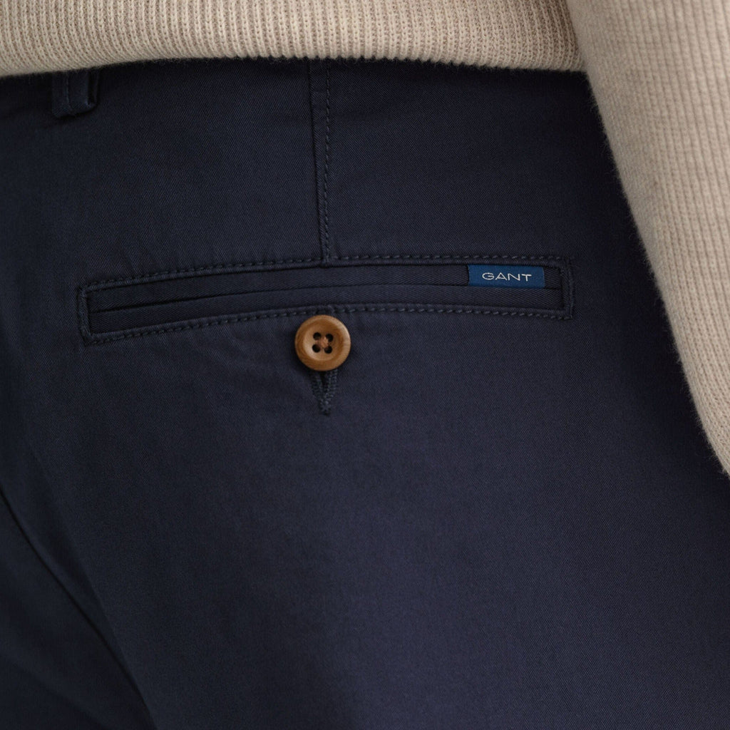 GANT Allister Twill Chinos Trousers - Marine Navy