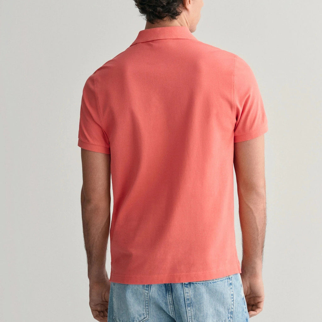 GANT Regular Fit Shield Piqué Polo Shirt in Sunset Pink