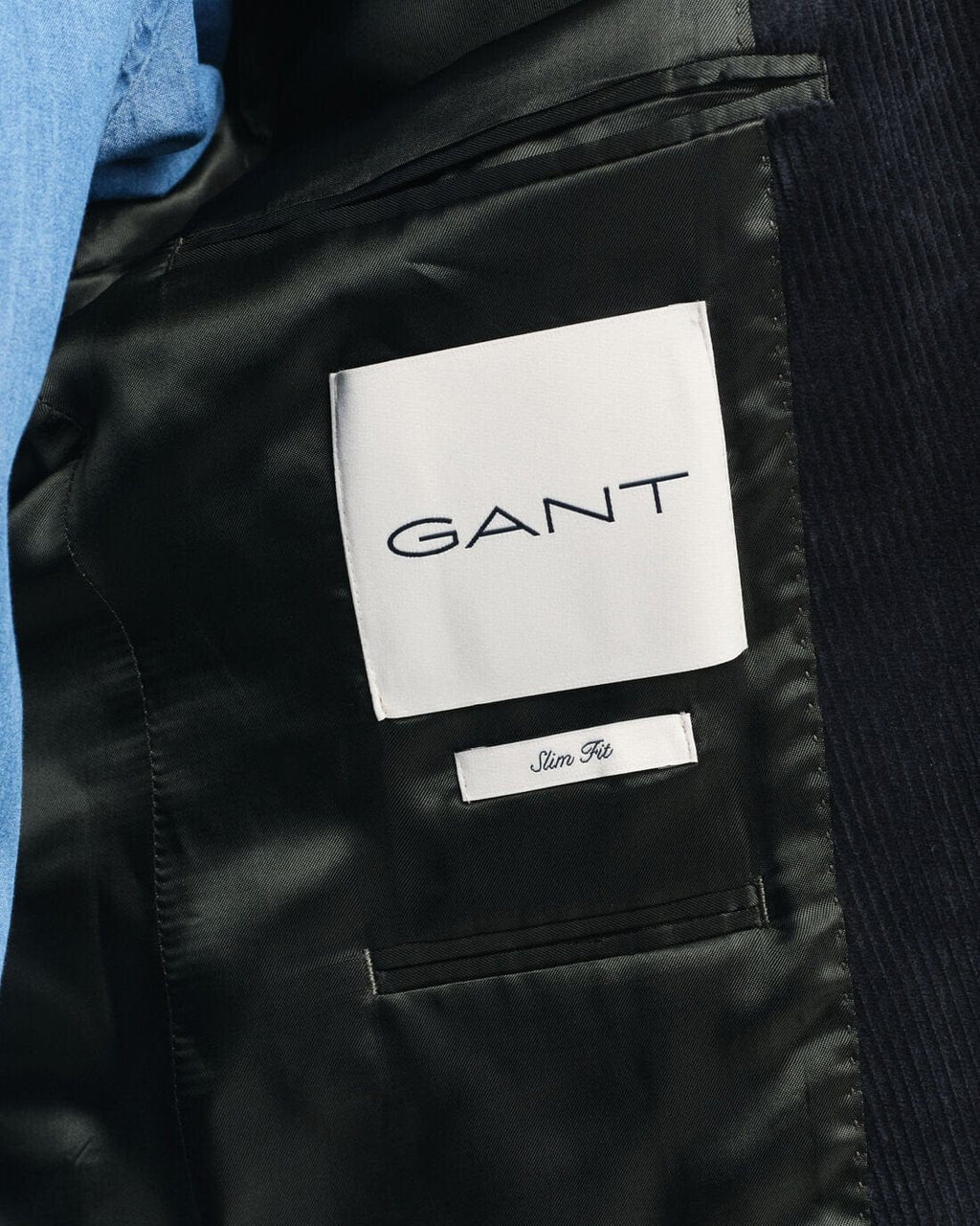 GANT Slim Fit Corduroy Suit Jacket in Tartan Green