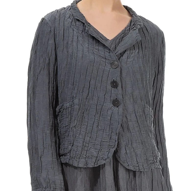 Grizas Short Crinkled Storm Grey Silk Jacket