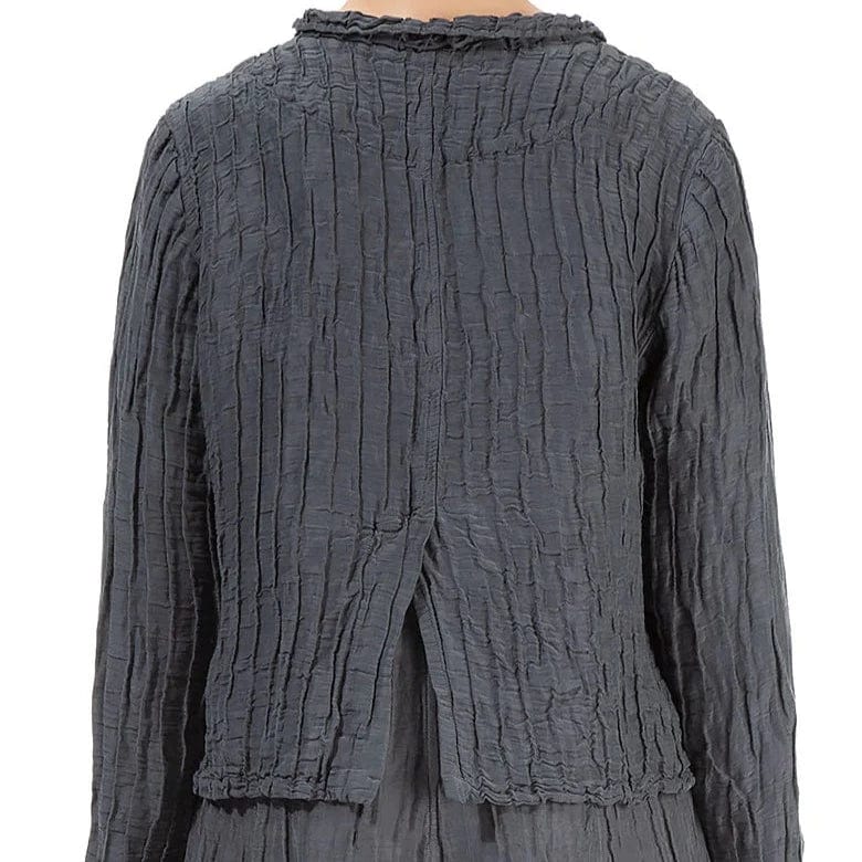 Grizas Short Crinkled Storm Grey Silk Jacket