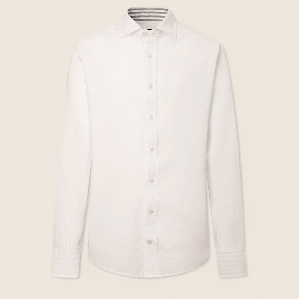 Hackett Cotton Linen Texture Shirt White