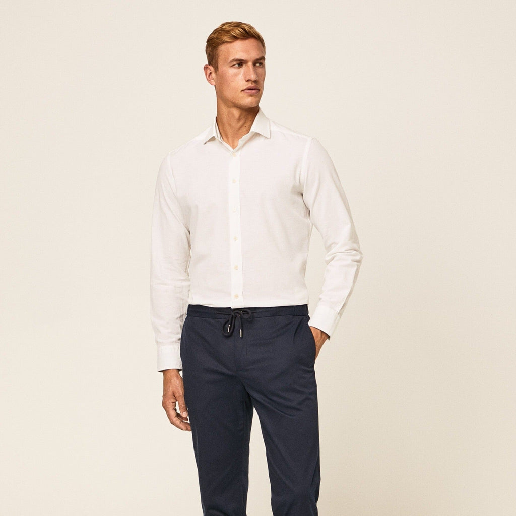 Hackett Cotton Linen Texture Shirt White
