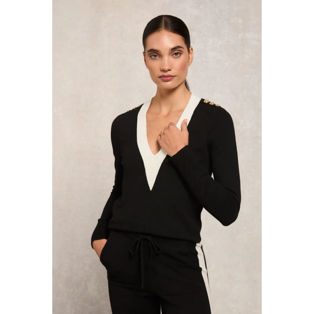 Holland Cooper Macy Knitted Top in Black