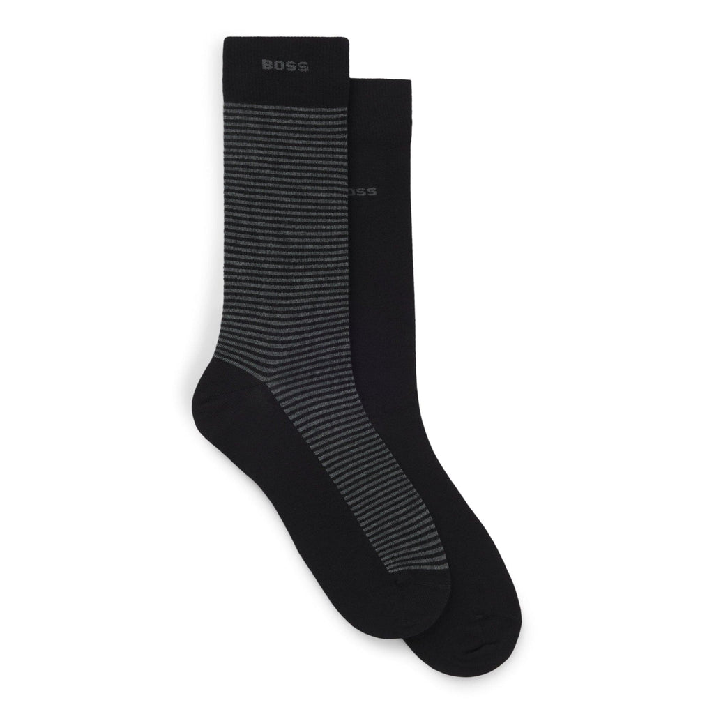 BOSS 2-Pack Of Regular Length Logo Detail Socks In Black