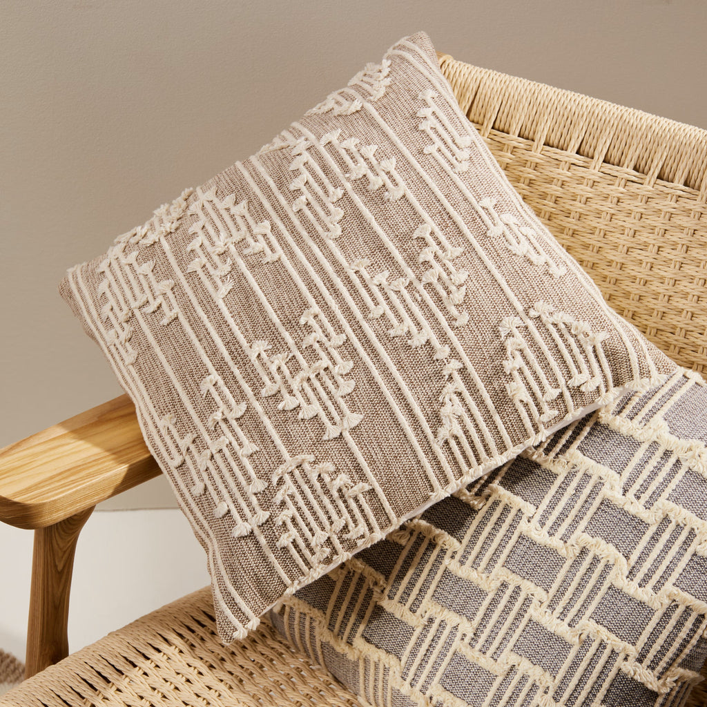 Inside Story Kaata Clipped Cushion in Rust/Ivory