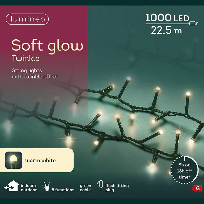 Kaemingk Indoor LED Warm White Glow Twinkle Effect Tree Lights 2.25m