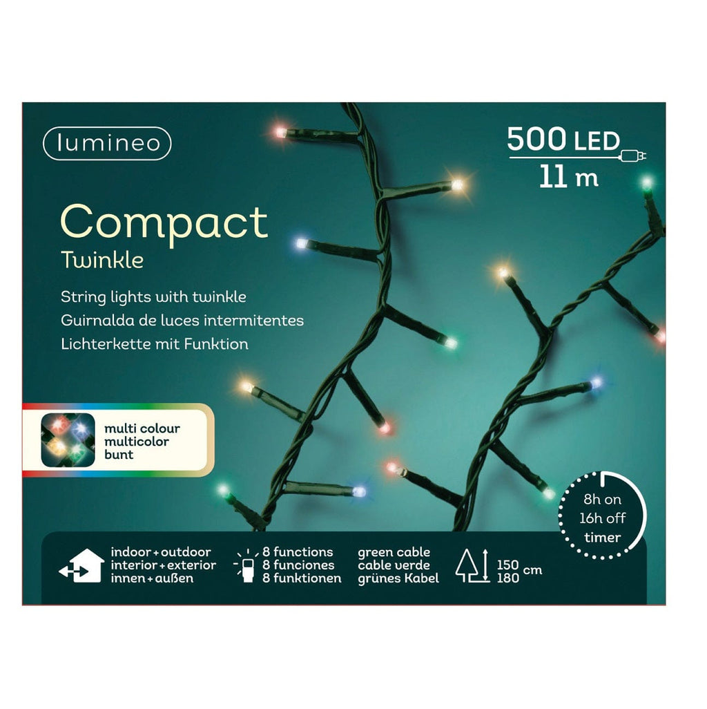 Kaemingk LED Compact Lights Twinkle Effect Green/Multi 1100cm-500L