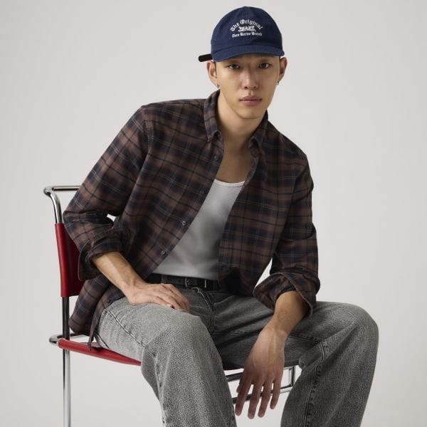 Levi's Authentic Button-Down Shirt Chocolate Garment Dye Plaid