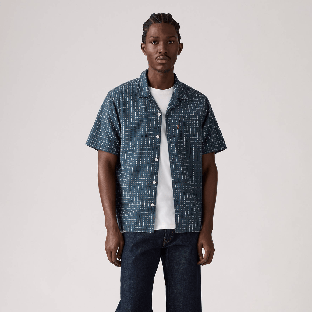 Levi's Short Sleeve Sunset Standard Camp Shirt Ricky Dobby Plaid In Bl