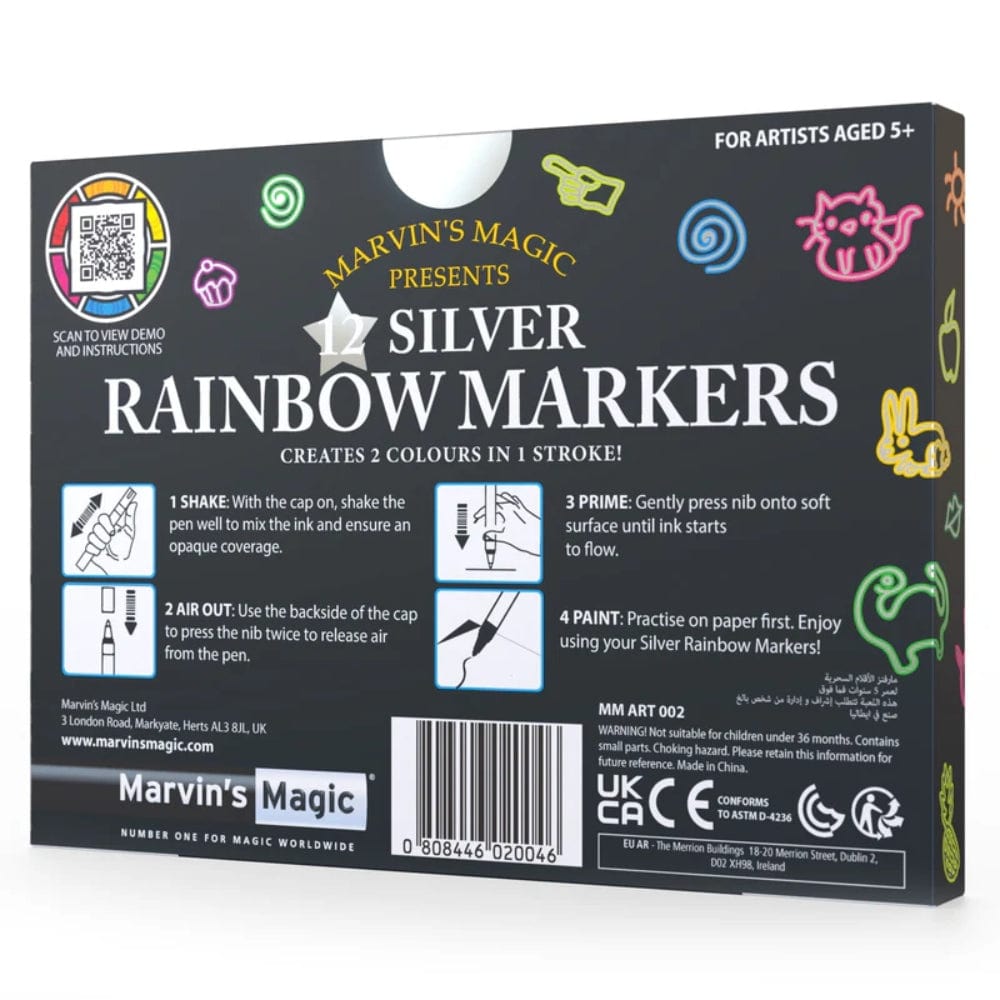 Marvin's Magic Silver Rainbow Markers (12 Pack)