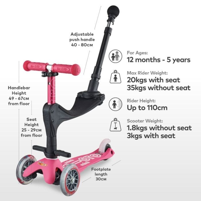 Micro Scooters 3 in 1 Deluxe Plus Pink