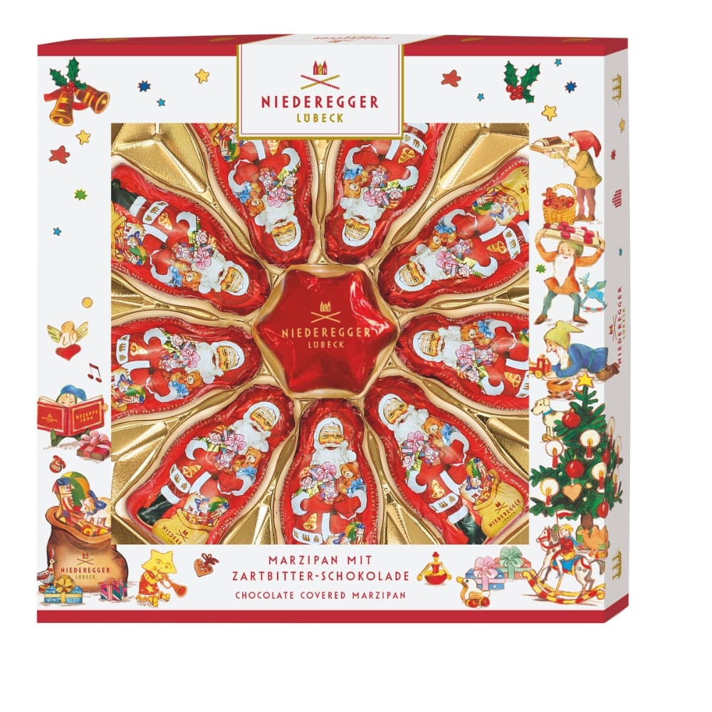 Neideregger Marzipan Santa Clauses & Star In Dark Chocolate