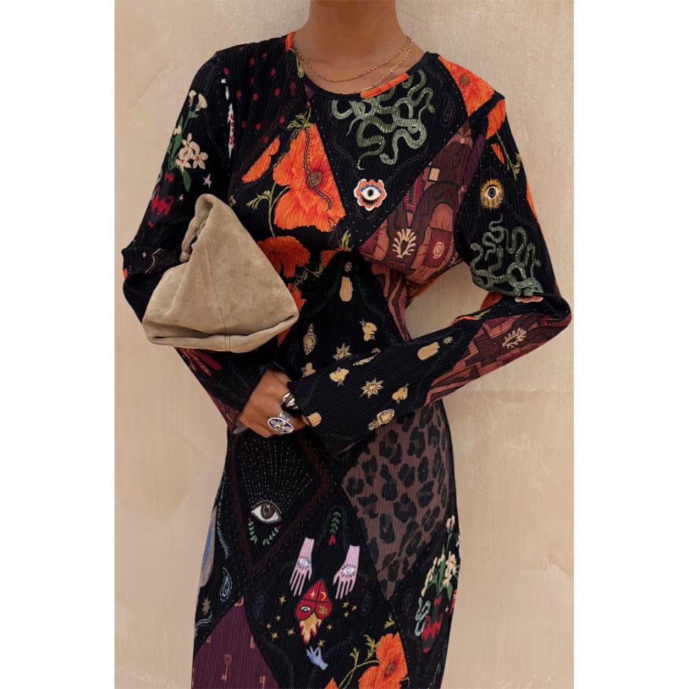 Never Fully Dressed Night Garden Gaia Plisse Dress In Black