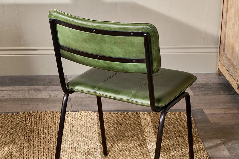 Nkuku Ukari Leather Dining Chair - Rich Green