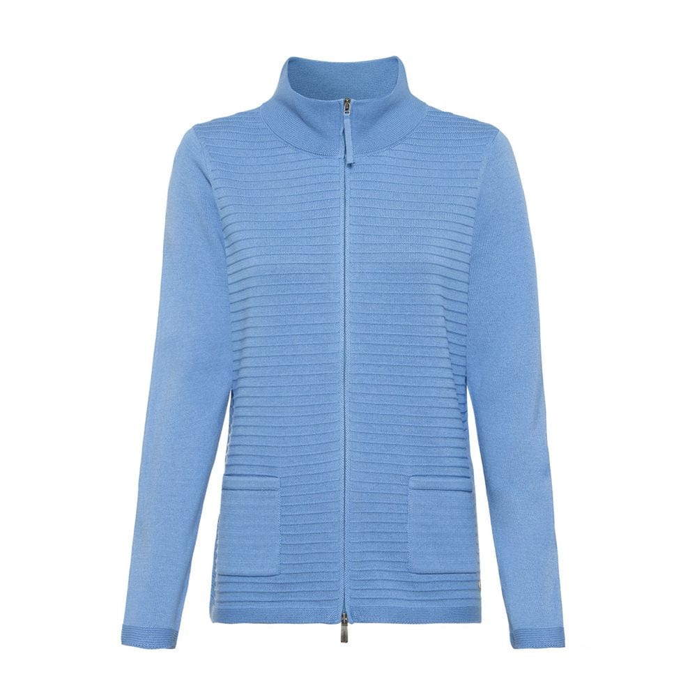 Olsen Eva Fit Ribbed Jacket With Zip Blue