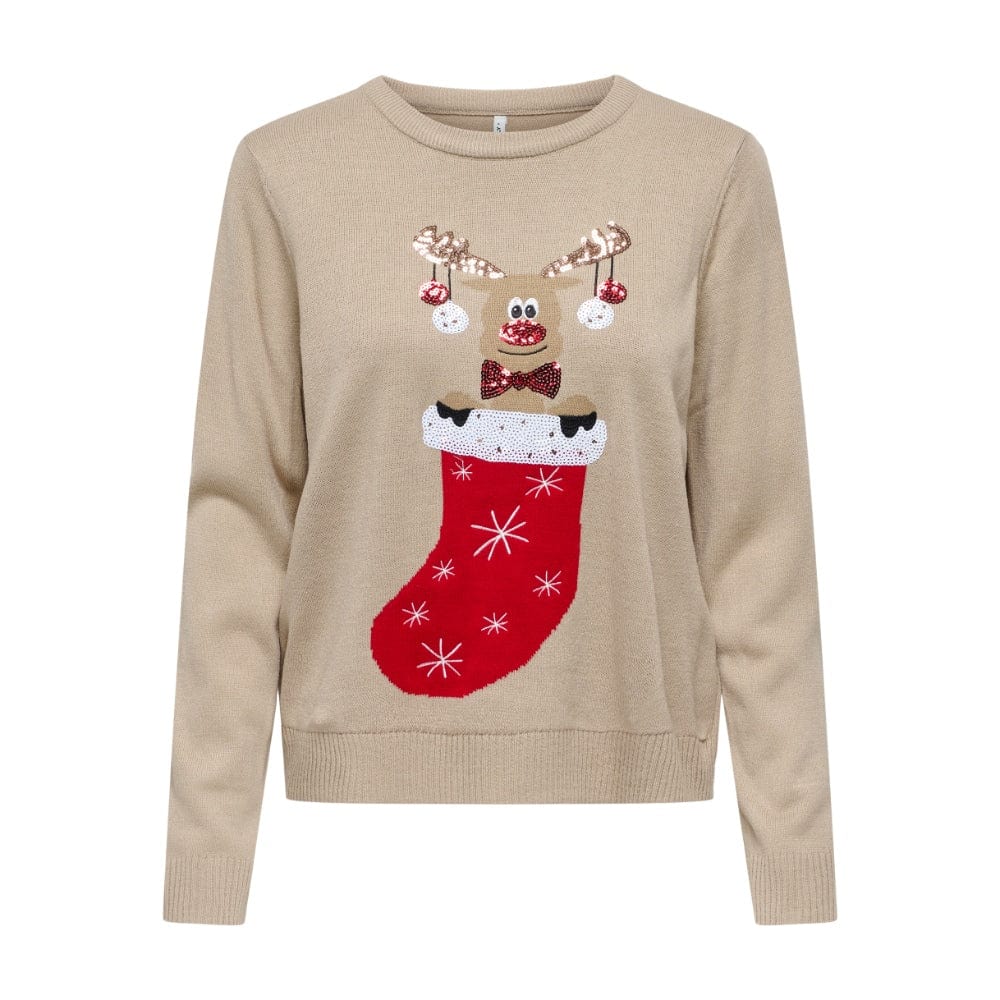 ONLY ONLXMAS Christmas Sock Jumper In Beige