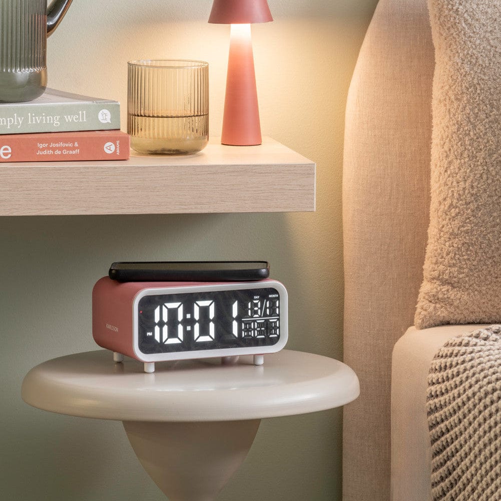 Present Time Alarm Clock Chunky LED w. Phone Charger in Rose