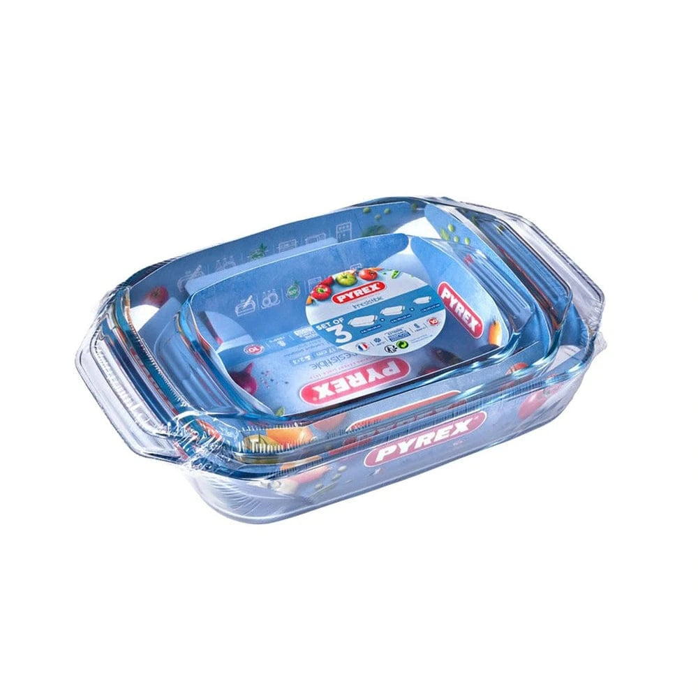 Pyrex Irresistible 3 Piece Glass Roaster Set