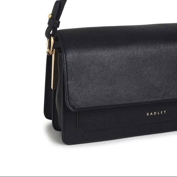 Radley Leather Lane Medium Flapover Shoulder Bag In Black
