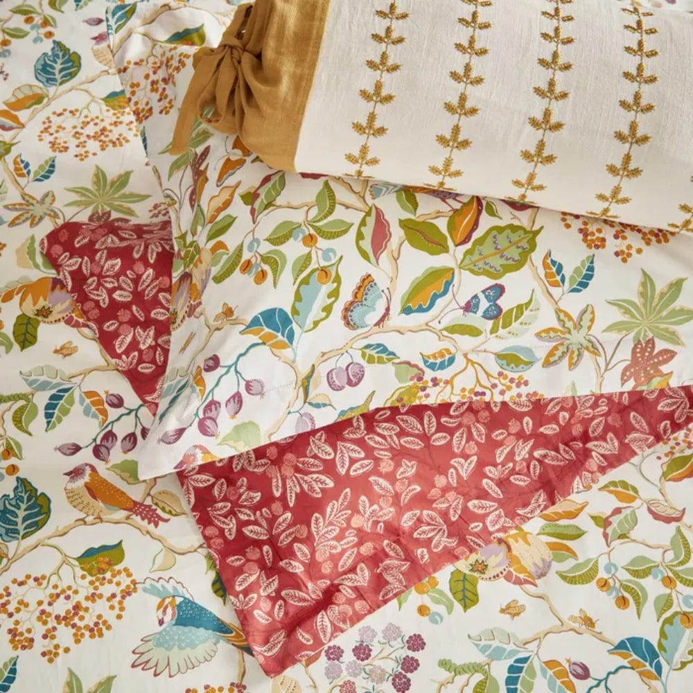 Sanderson Birds & Berries Bedding In Rowan Berry - Double Duvet Set