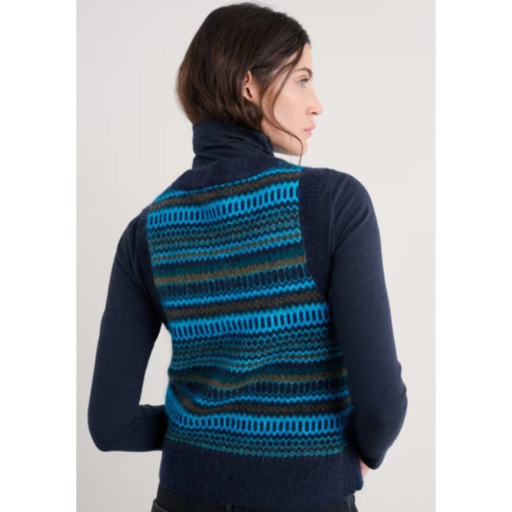 Seasalt Annik Fair Isle Vest In Modernist Cyan Multi