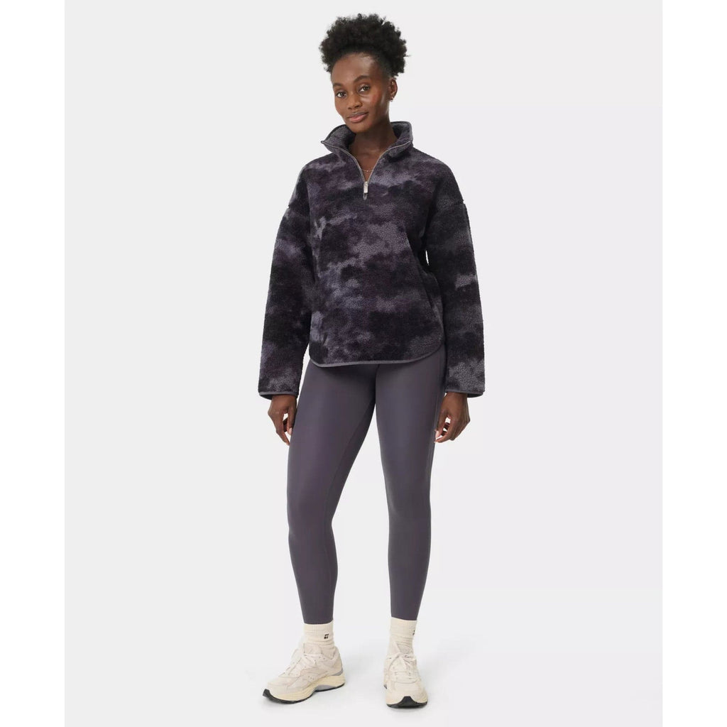 Sweaty Betty Plush Half Zip Fleece In Grey Moon Texture Print