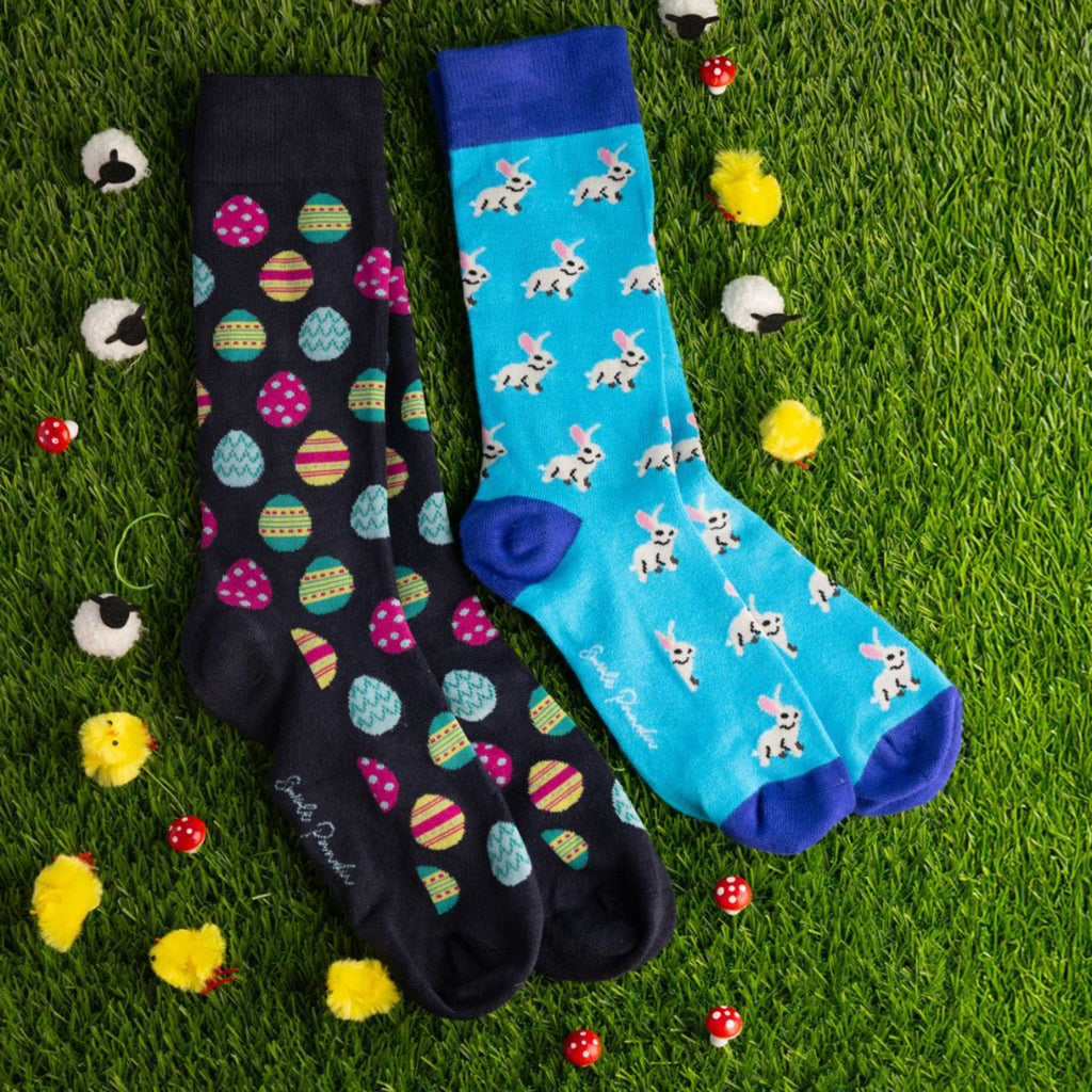 Swole Panda Easter Egg Bamboo Socks In Navy
