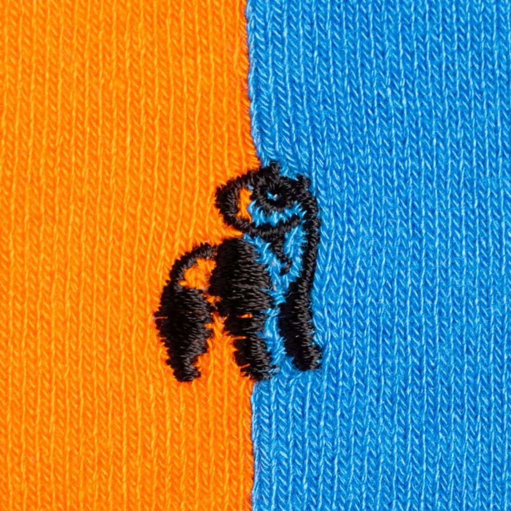 Swole Panda Orange & Blue Vertical Striped Bamboo Socks