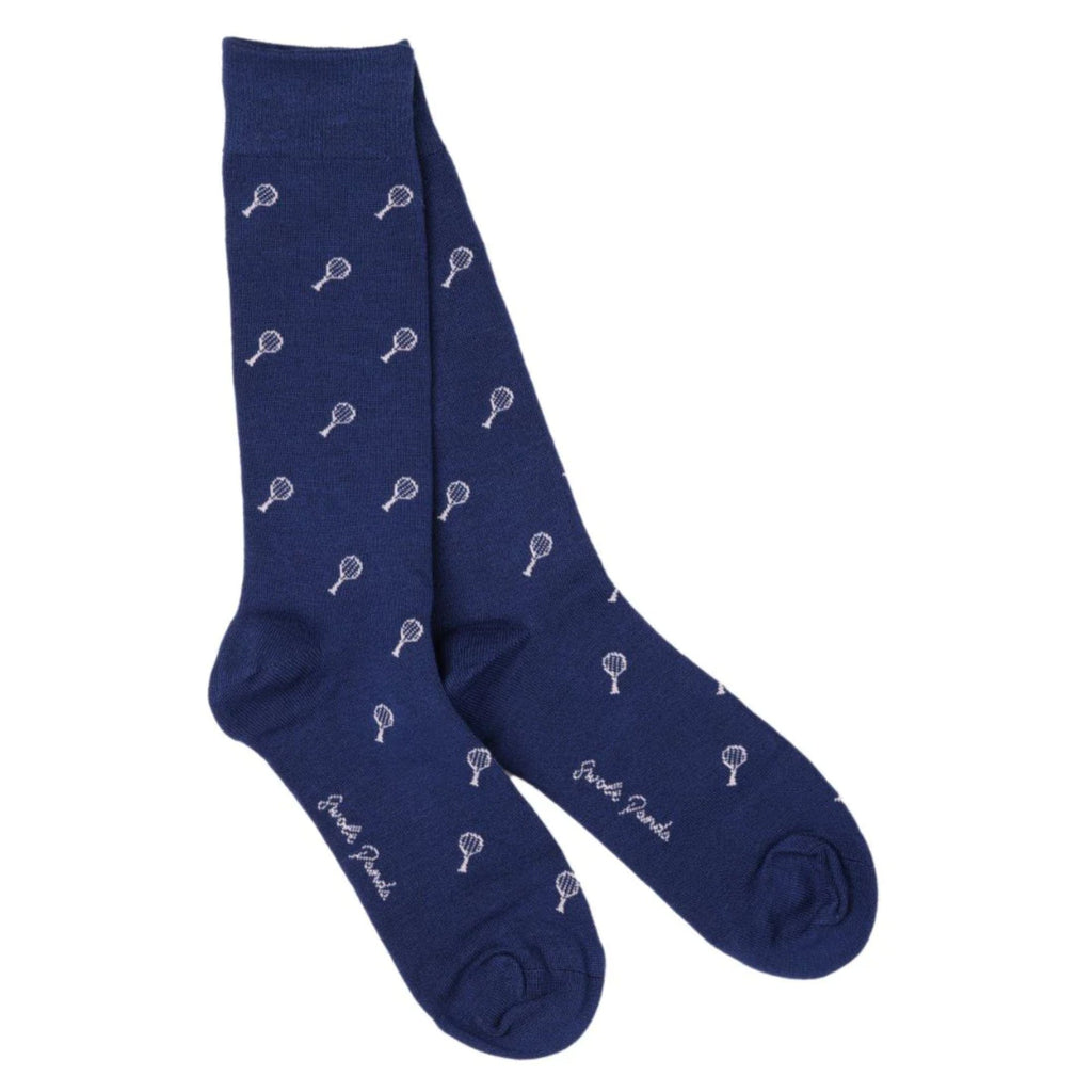Swole Panda Tennis Racquet Bamboo Socks In Navy