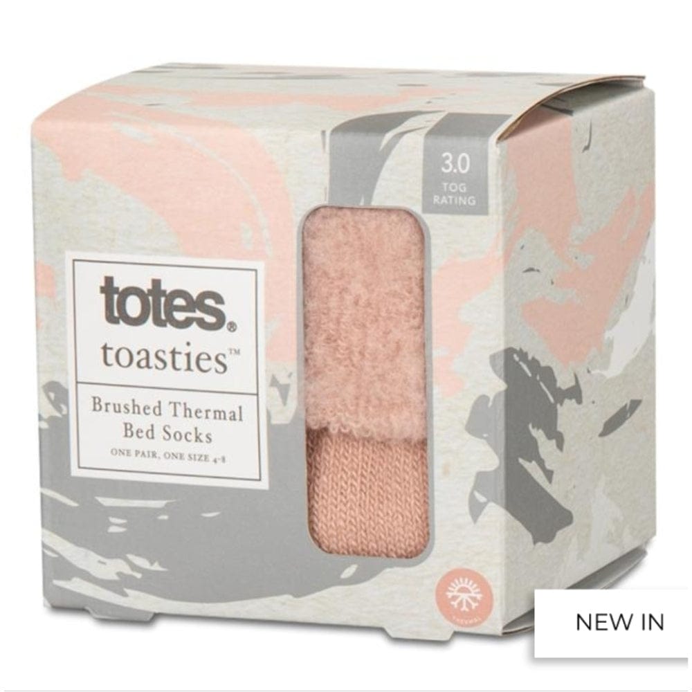Totes Brushed Thermal Bed Socks In Dusky Pink