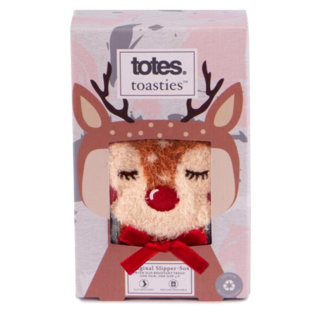 Totes Single Original Slipper Socks - Novelty Reindeer