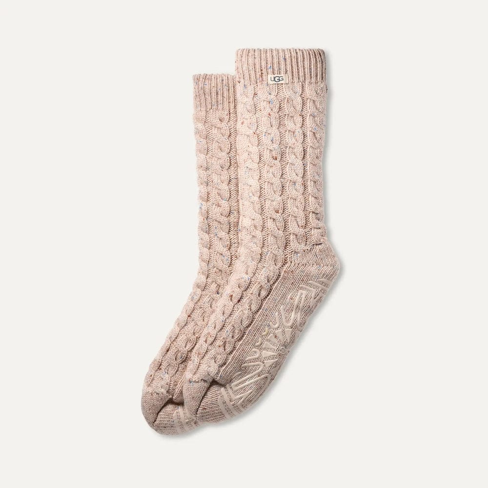UGG Elowyn Cable Knit Fleece Lined Sock In Cream Confetti